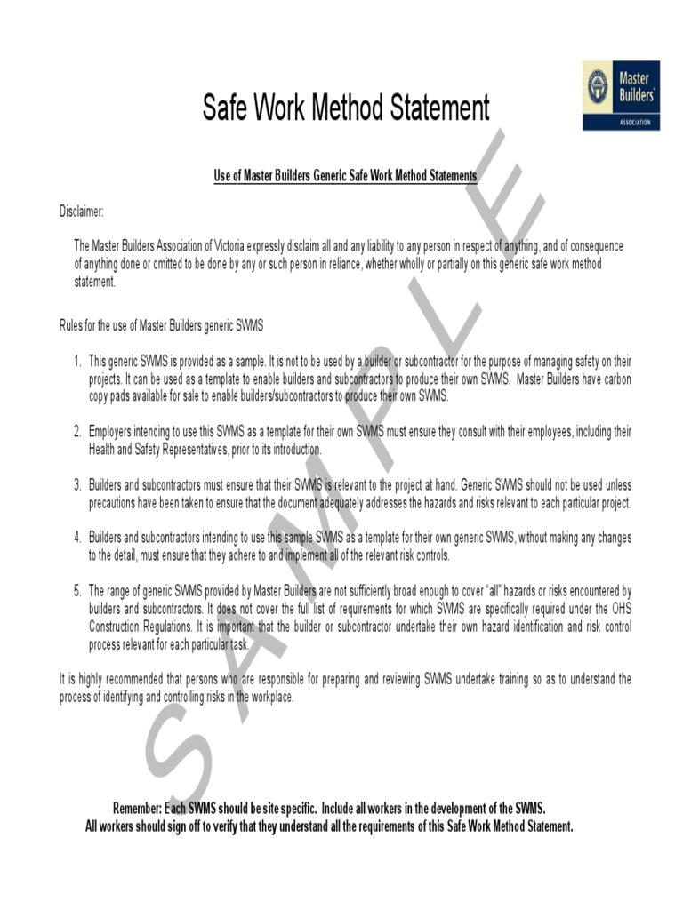 SWMS 71 - Use of Curing Chemical | PDF | Occupational Safety And Health ...
