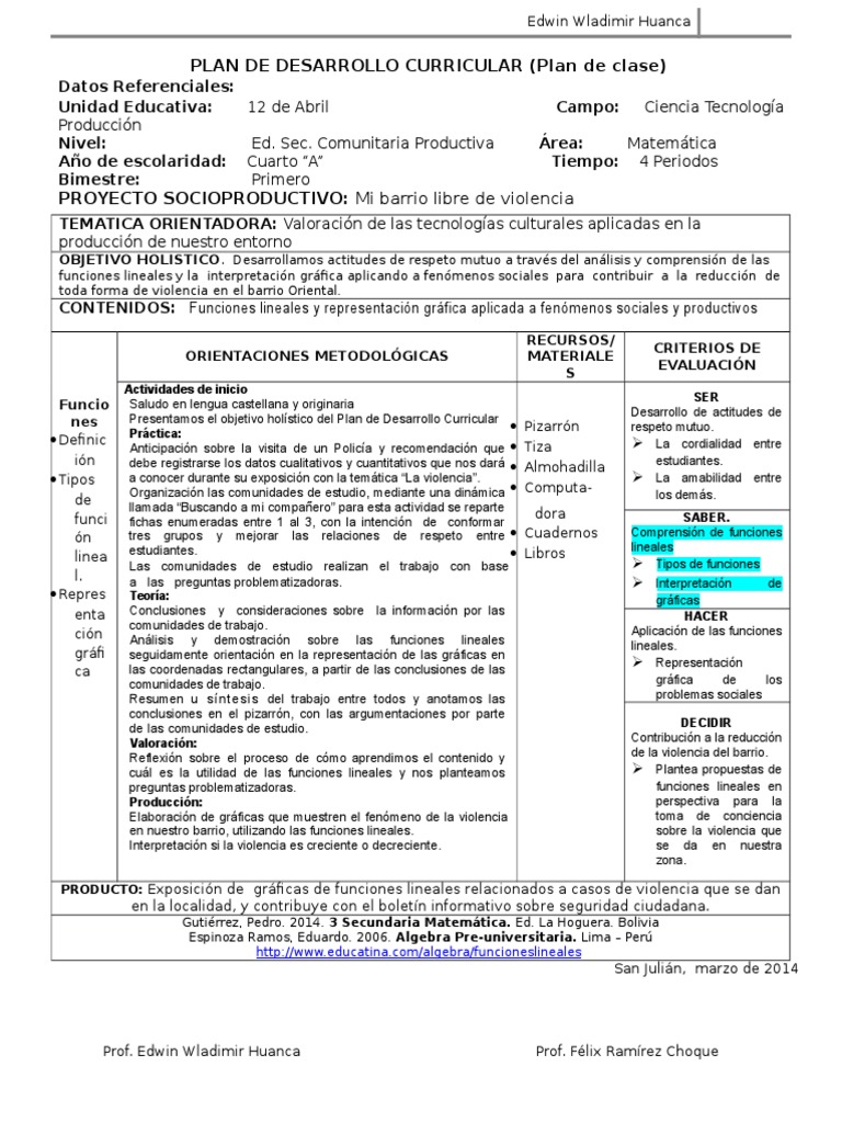 Plan de Desarrollo Curricular | PDF | Ecuaciones | Conocimiento