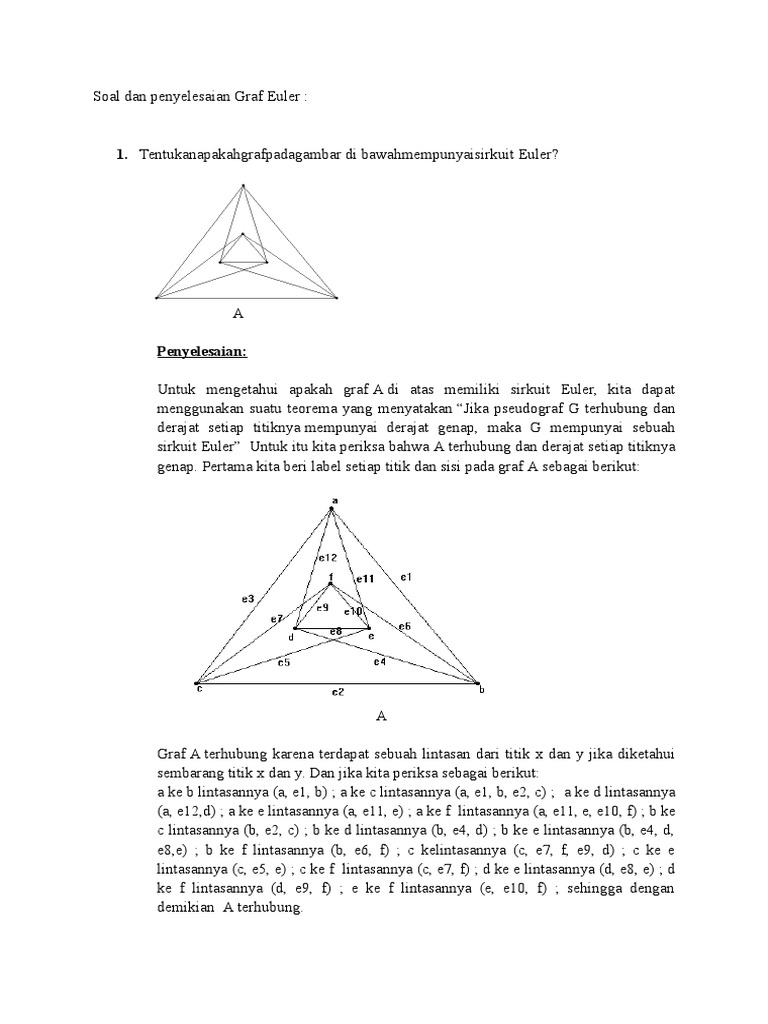 Contoh Soal dan Penyelesaian Graf Euler | PDF | Metode & Bahan Ajar