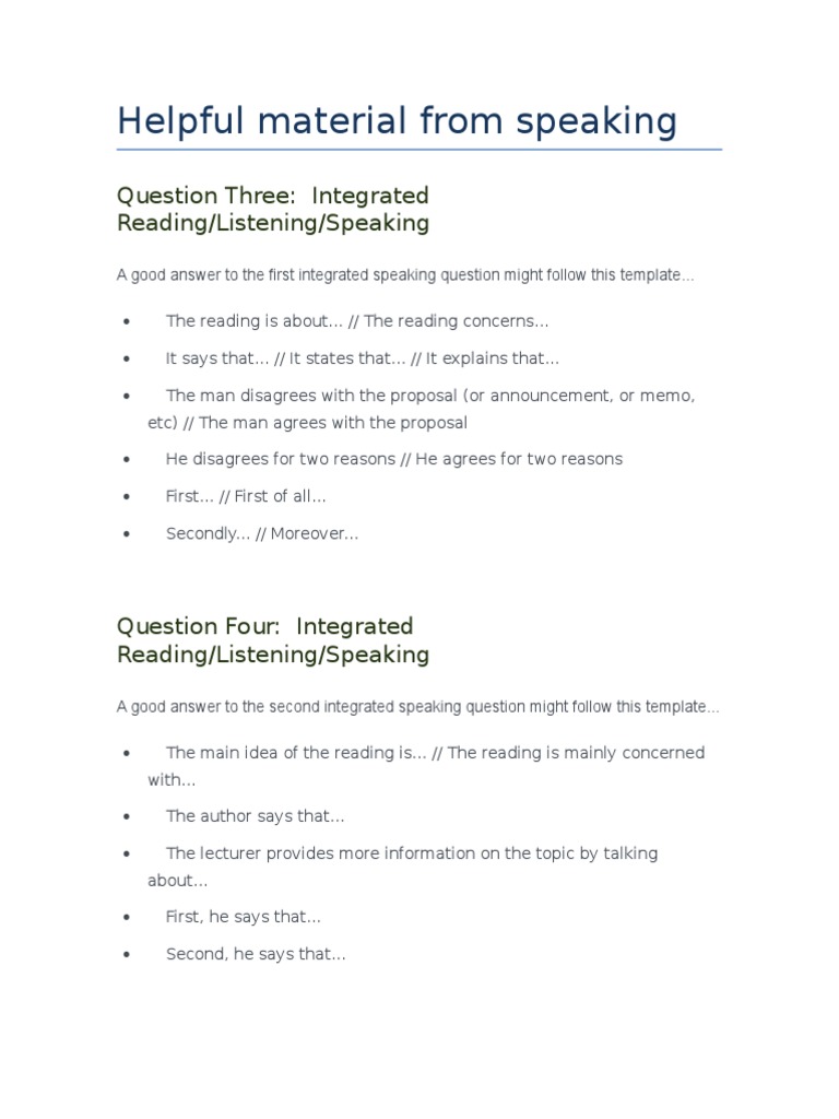 Helpful Material From Speaking | PDF
