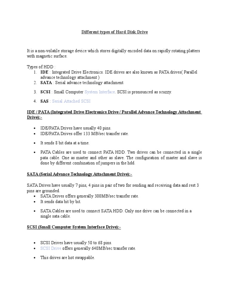 Different Types of Hard Disk Drive | PDF