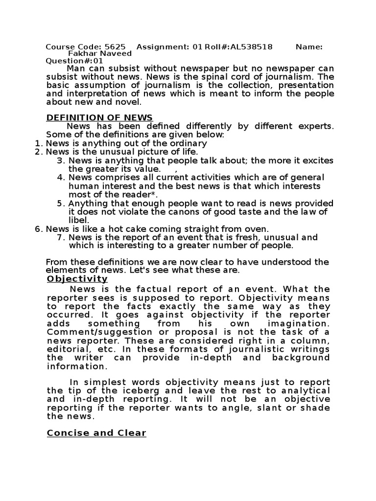 Definitions and Elements of News | PDF | News | Journalism