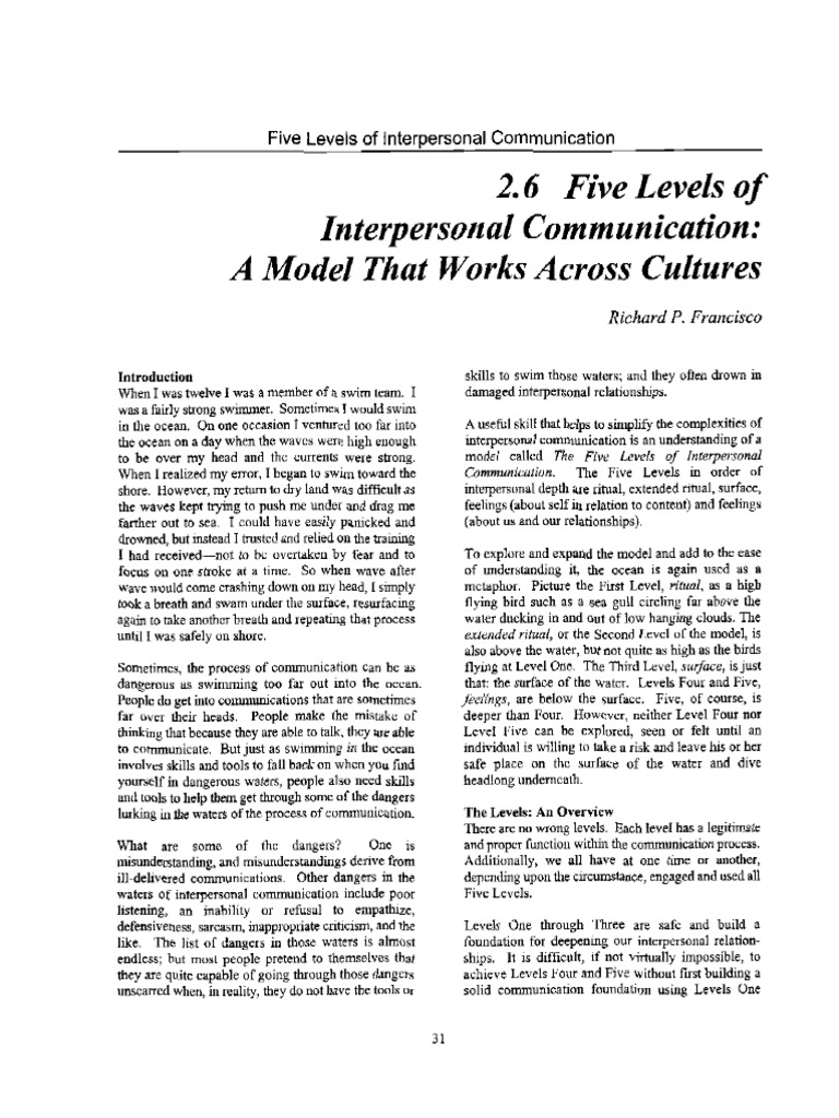 Five Levels of Communication - Francisco | PDF