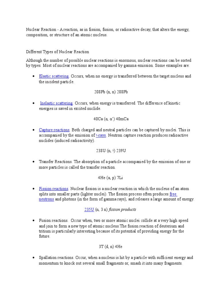 Nuclear Reaction | PDF | Radioactive Decay | Neutron