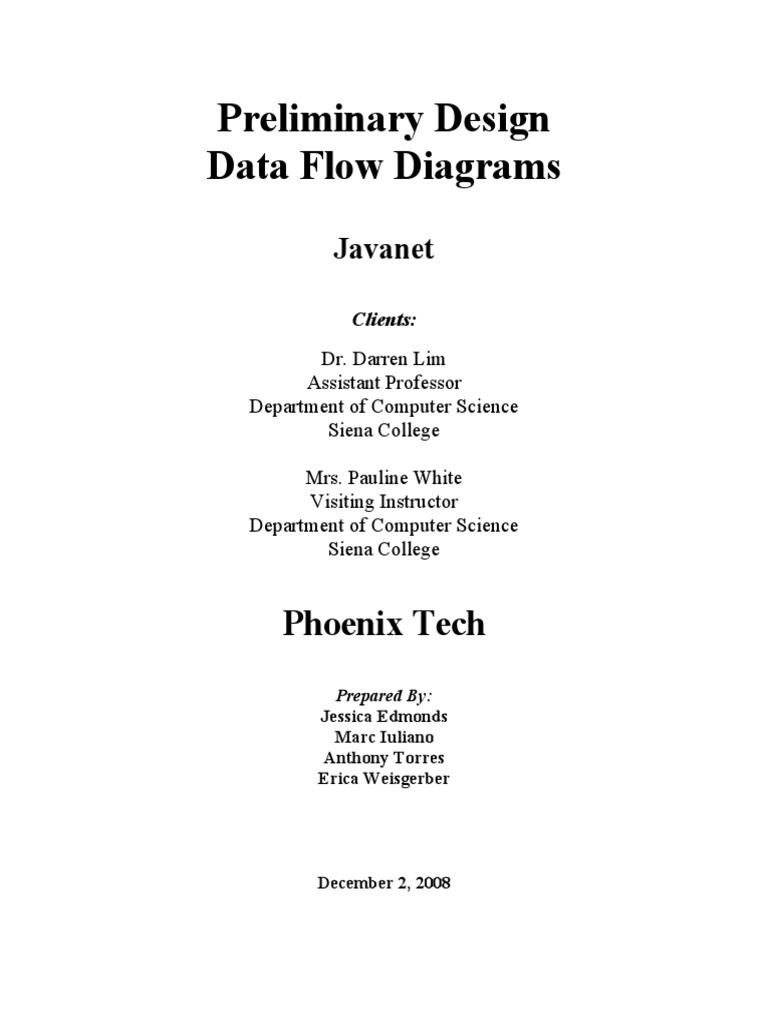 Preliminary Design Document for the Javanet Application Containing Data ...