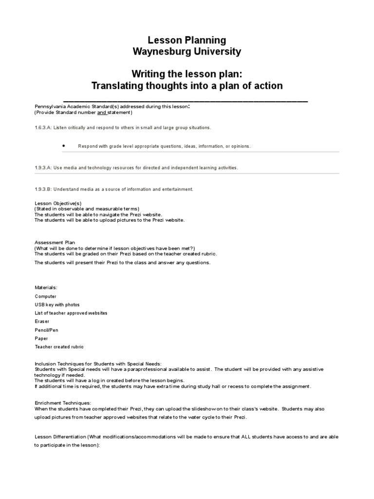 Prezi Lesson Plan EDU505 | PDF | Special Education | Lesson Plan