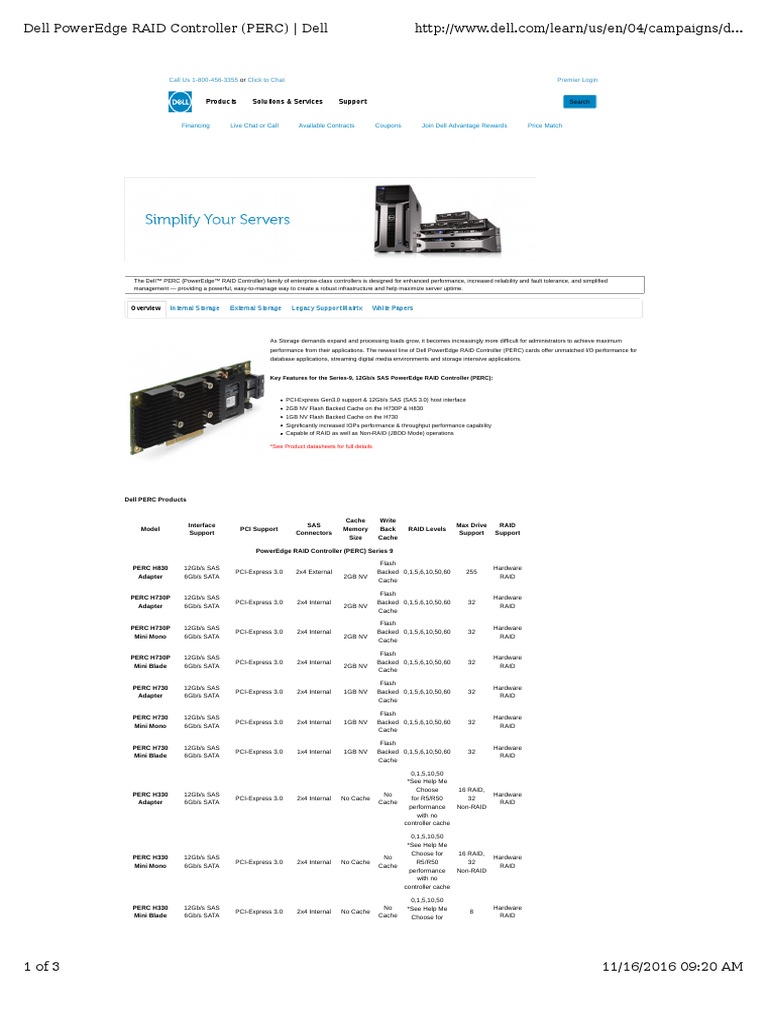 Dell PowerEdge RAID Controllers | PDF | Intel | Flash Memory