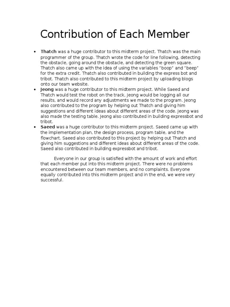 Contributions of Team Members | PDF | Art