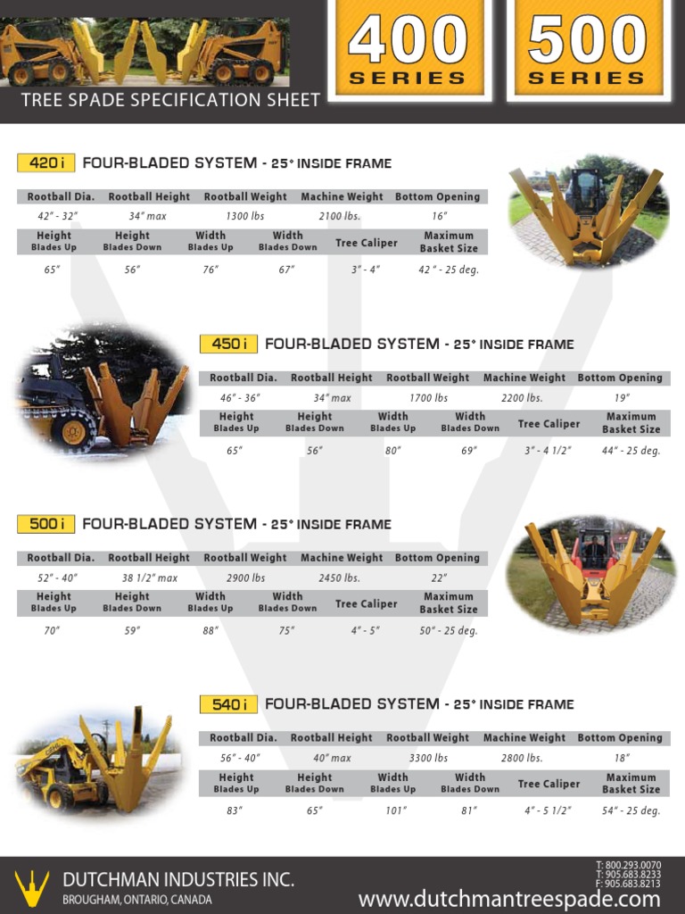 Tree Spade Specification Sheet: 420 I Four-Bladed System | PDF