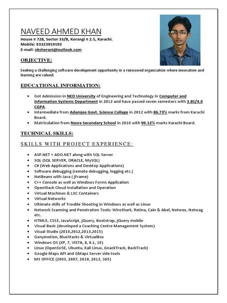 Naveed Ahmed CV | PDF | Linux | Application Software