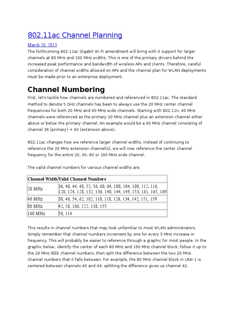 802.11ac Channel Planning | PDF | Ieee 802.11 | Radio Technology