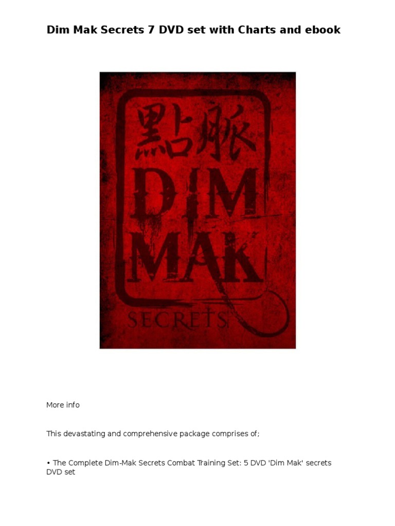 Dim Mak Secrets: Comprehensive Training Set | PDF | Nature