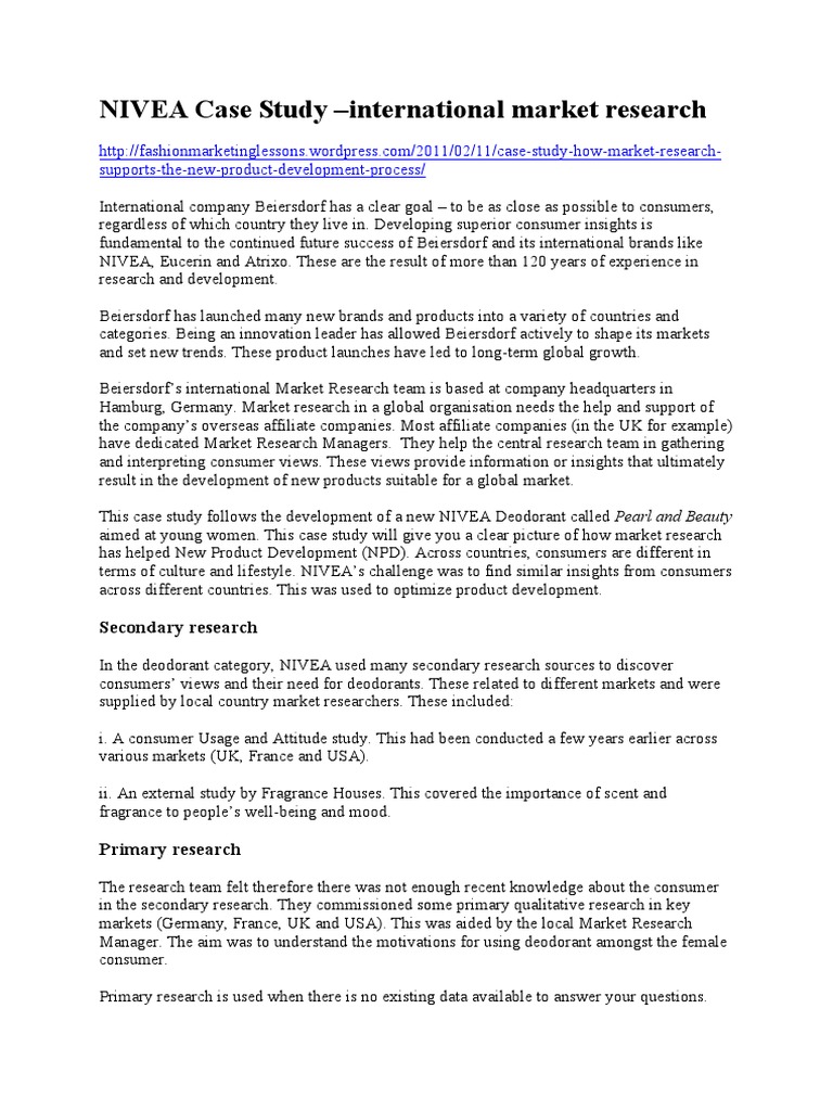 Nivea Case Study Int - MKT Research | Download Free PDF | Brand | Advertising