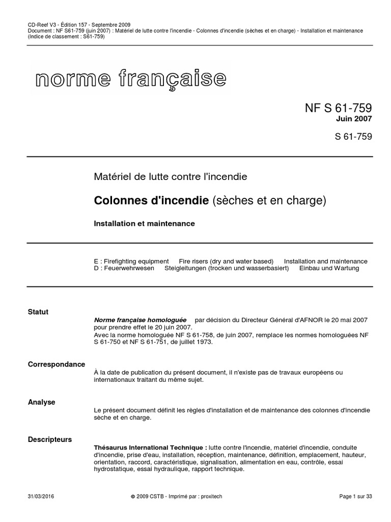 Colonne Seche Et Humide | Lutte contre l'incendie | Science