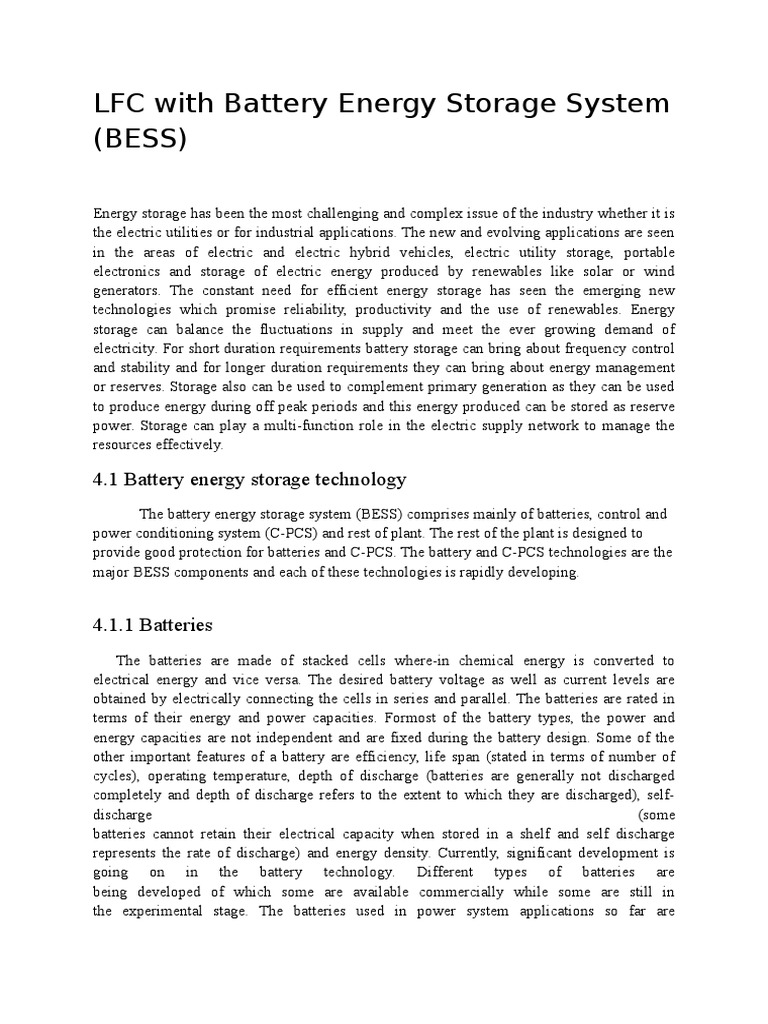 LFC With Battery Energy Storage System | PDF