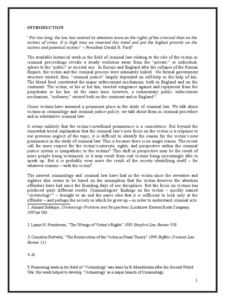 Criminology Project | PDF | Victimology | Criminal Procedure In South ...