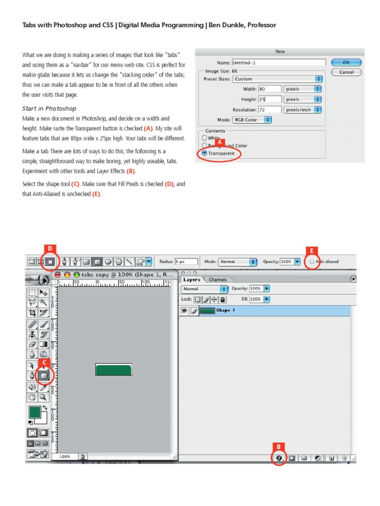 Creating Tabs with Photoshop and CSS | PDF | Adobe Photoshop | Tab (Gui)