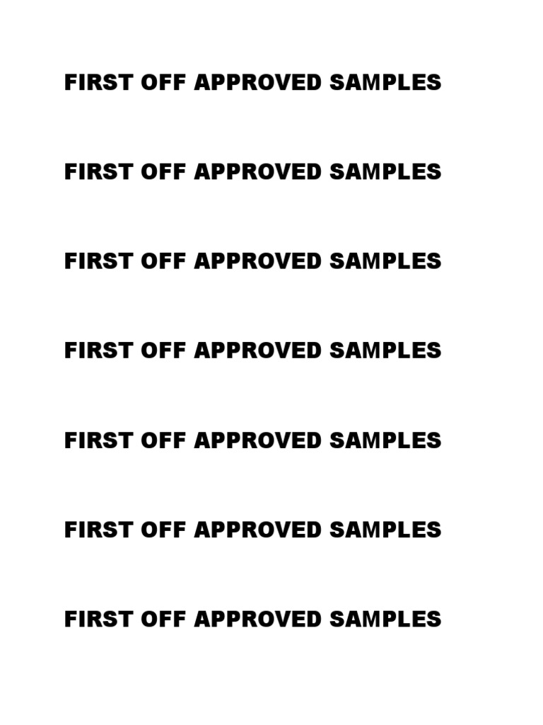 First Off Approved Samples | PDF | Technology & Engineering