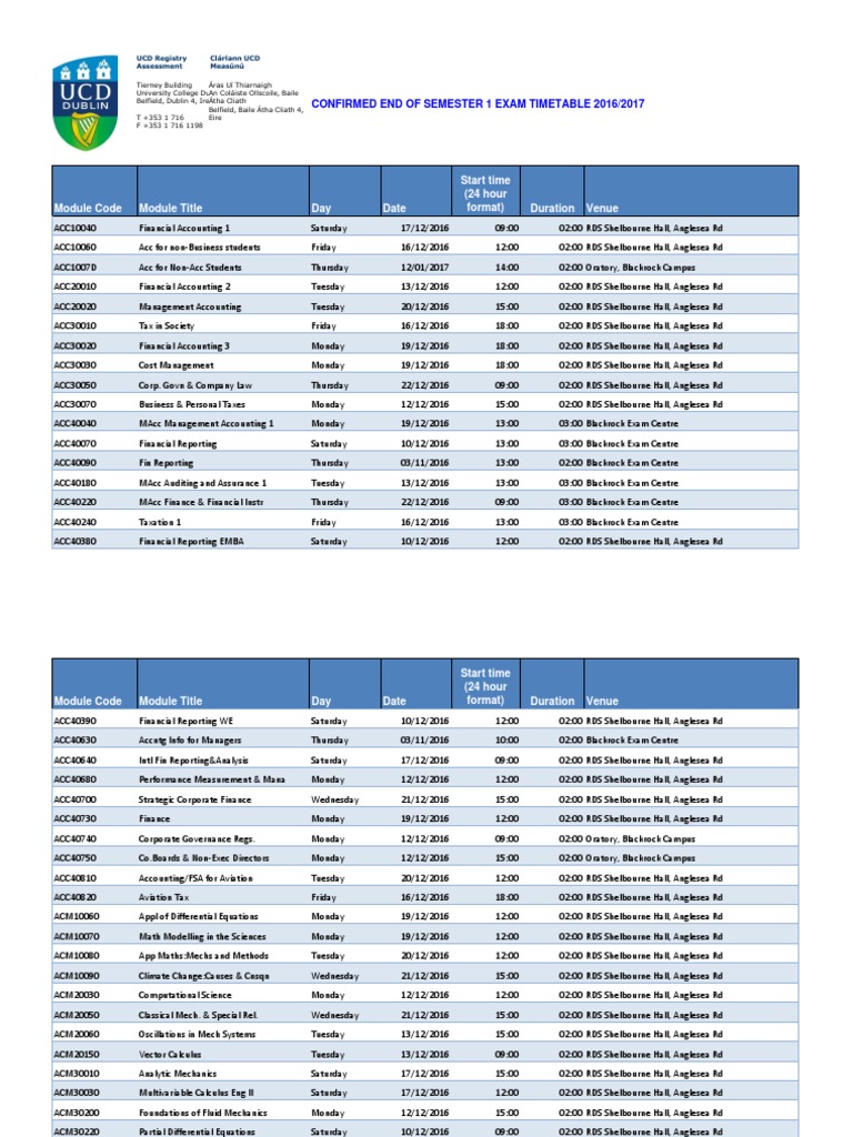 XMas Exam Timetable | PDF | Economics | Electronics