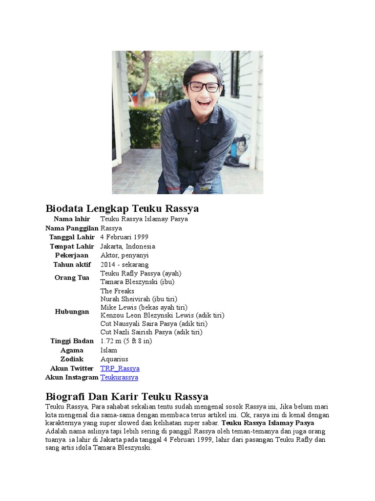 Biodata Lengkap Teuku Rassya | PDF