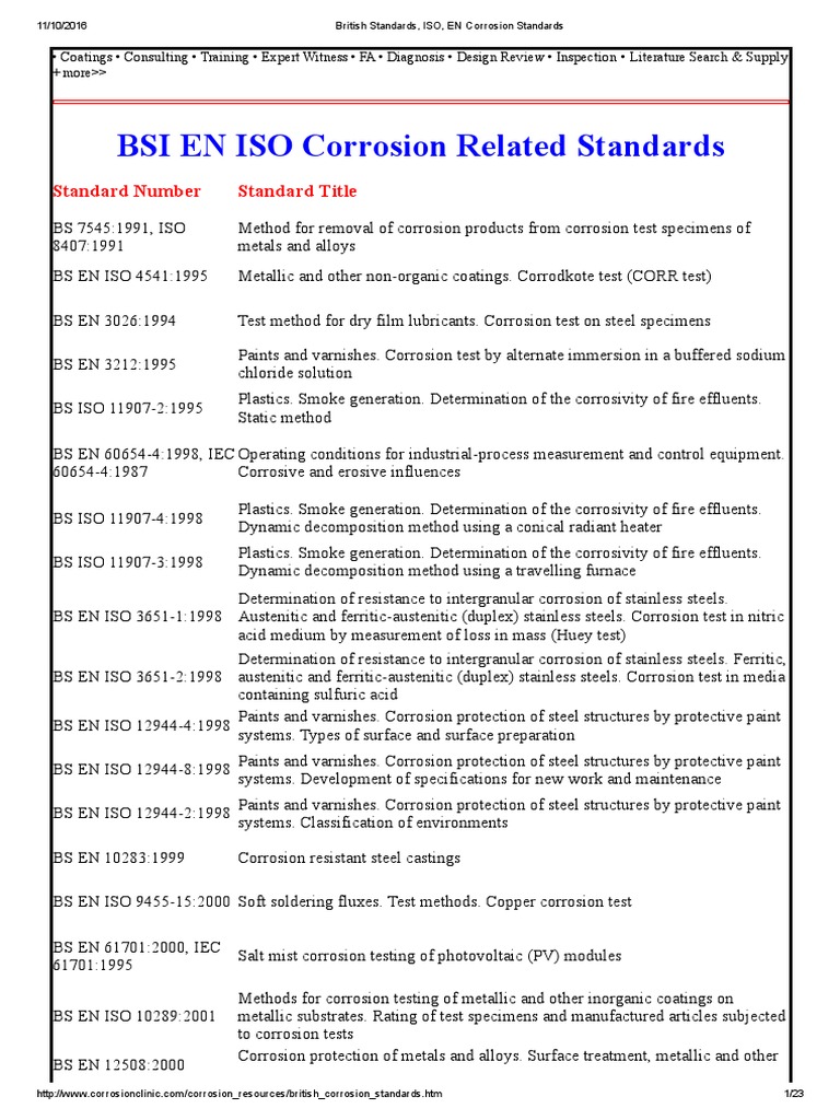 Corrosion Tests List | PDF | Corrosion | Metals