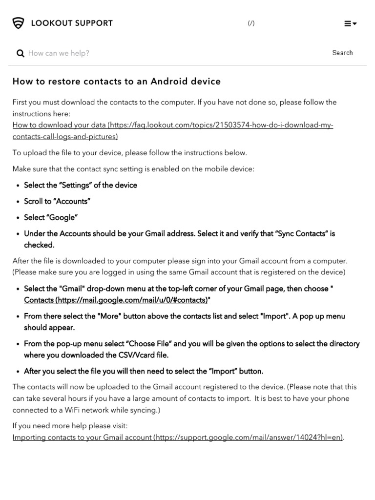 Restore Contacts On An Android | PDF | Computers