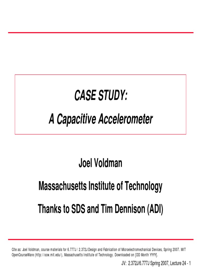 A Capacitive Accelerometer PDF | PDF | Microelectromechanical Systems | Accelerometer