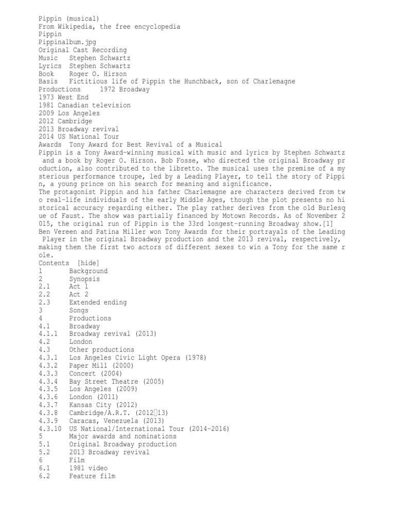 A Comprehensive Summary of the Musical 'Pippin' Including its Plot ...