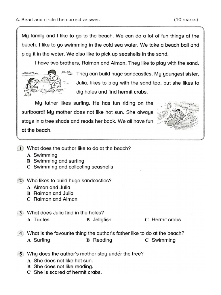 A. Read and Circle The Correct Answer. (10 Marks) | PDF