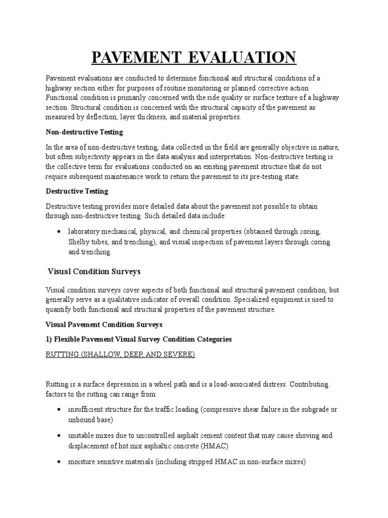 Pavement Evaluation | PDF | Road Surface | Civil Engineering