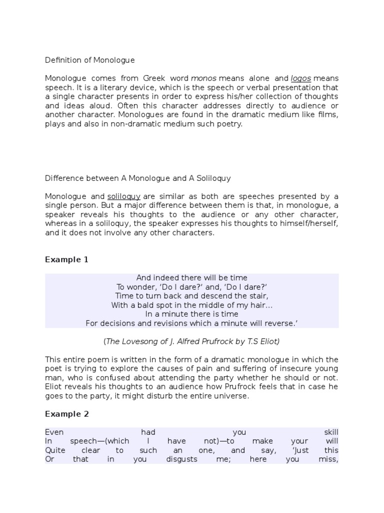Definition of Monologue Merchant | PDF | Monologue | Poetry