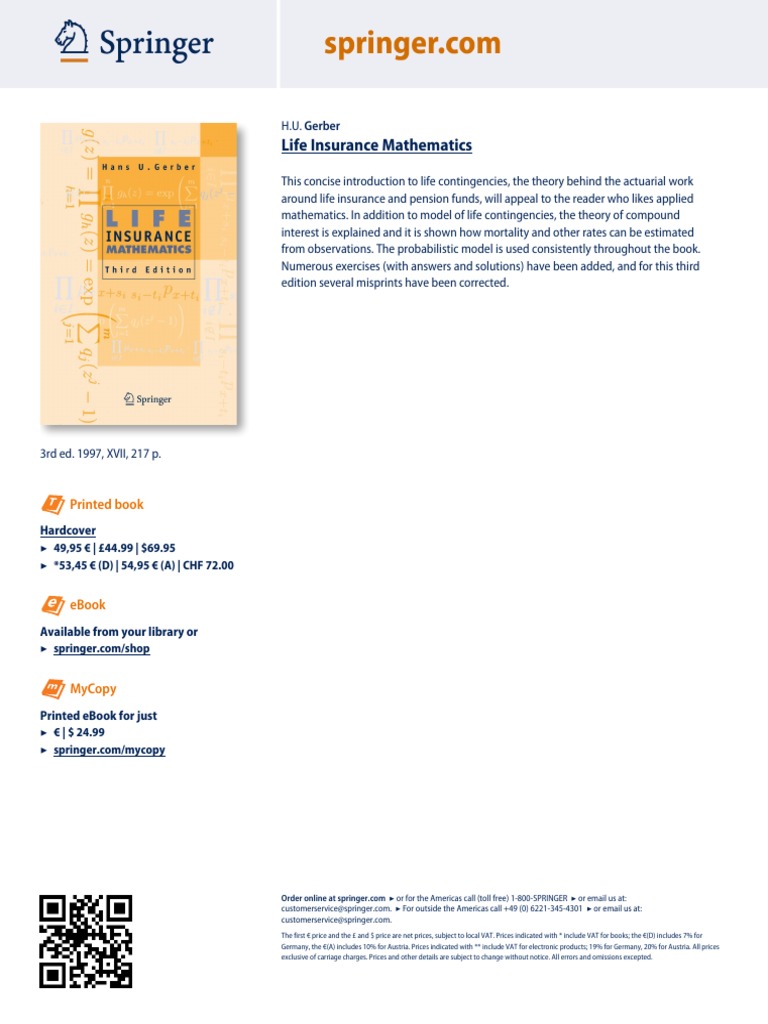 Life Insurance Mathematics Guide | PDF | Finance & Money Management