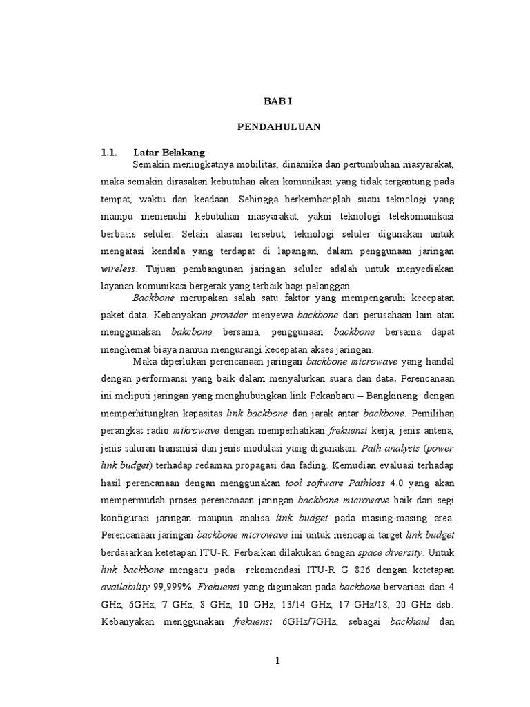Perancangan Link Budget Backbone Microwave Pekanbaru-Bangkinang | PDF
