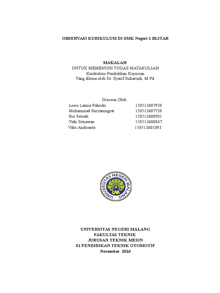 Standar Sampul Makalah UM | PDF