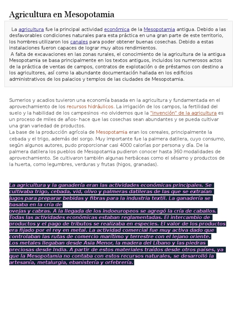 Agricultura en Mesopotamia | PDF | Mesopotamia | Agricultura
