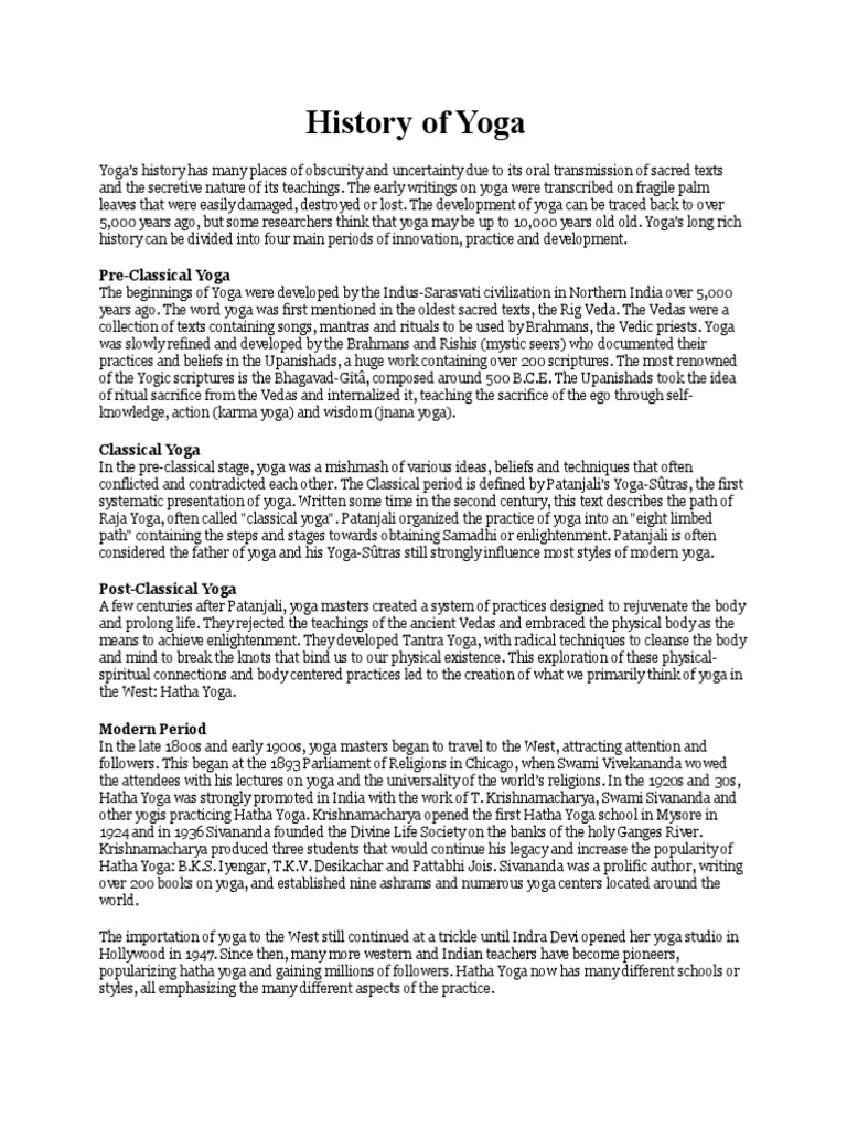 History of Yoga | PDF | Yoga | Vedas