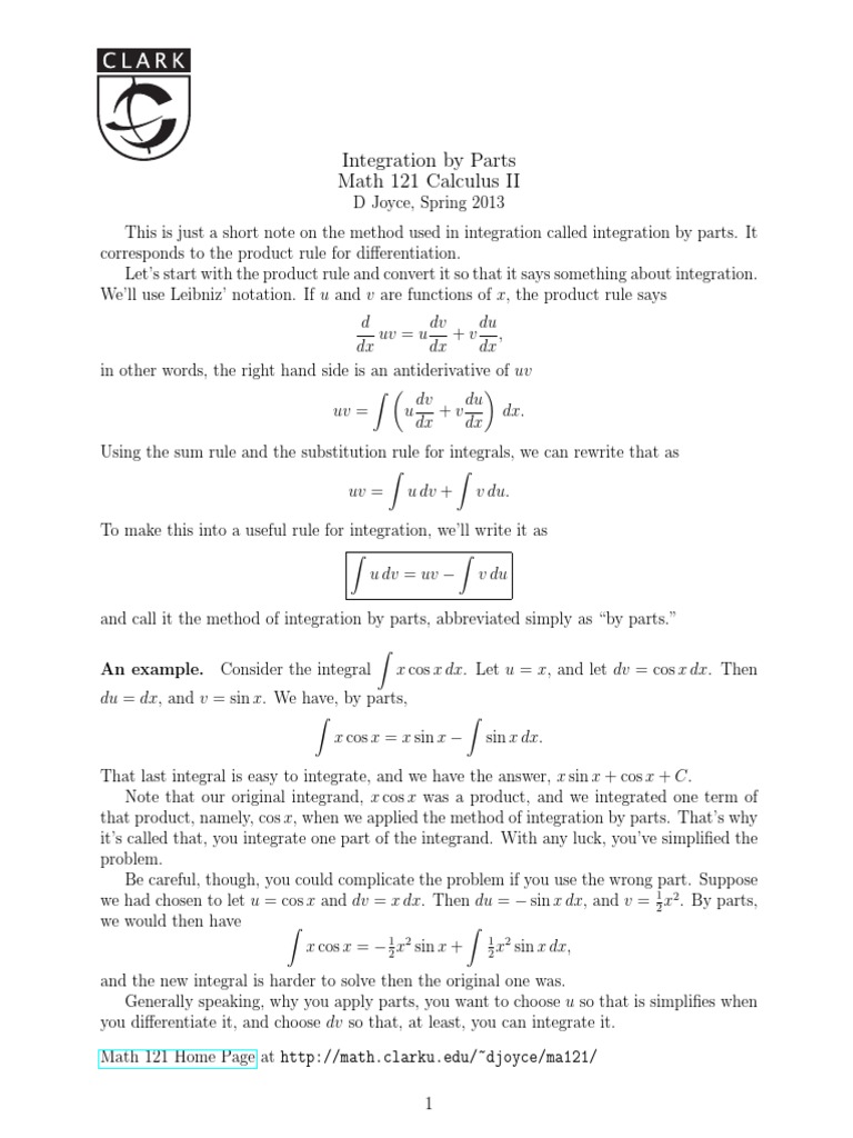 Integration by Parts | PDF
