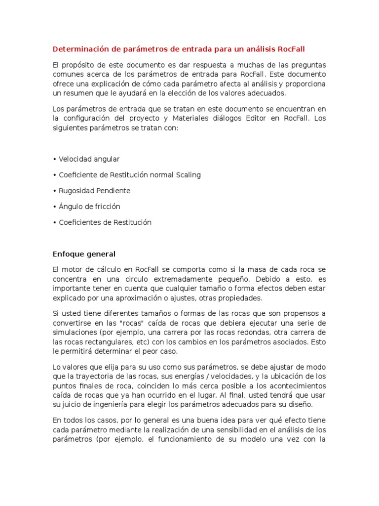Conceptos RocFall | PDF | Fricción | Velocidad