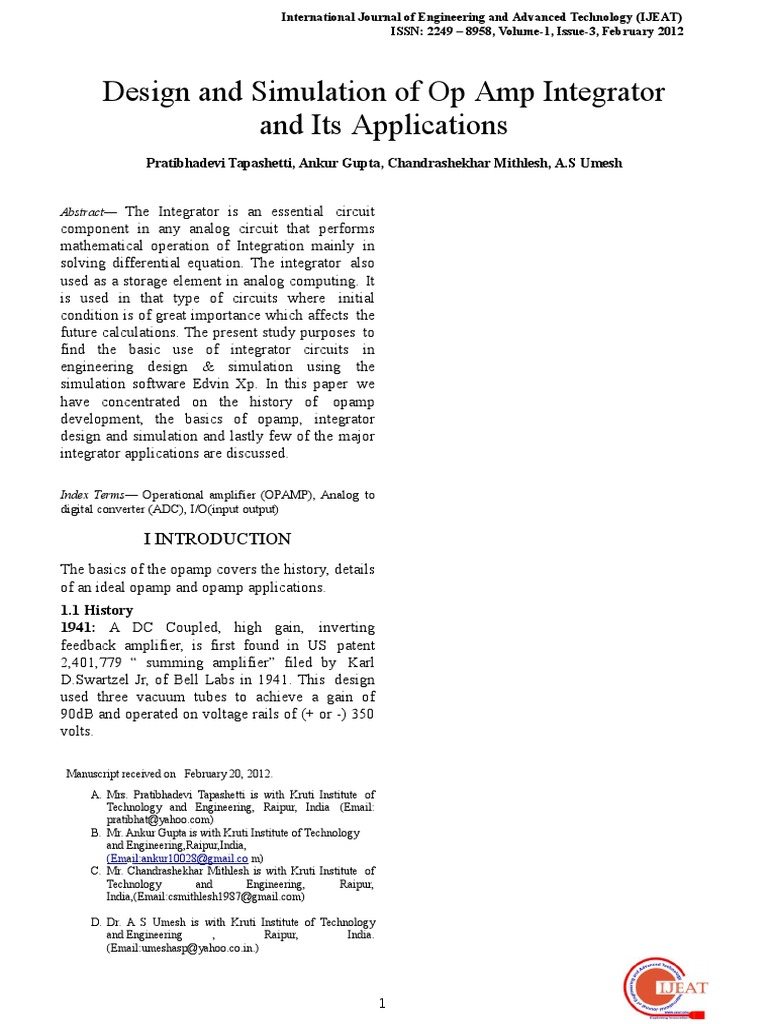 Design and Simulation Op Amp Integrato | PDF | Operational Amplifier ...