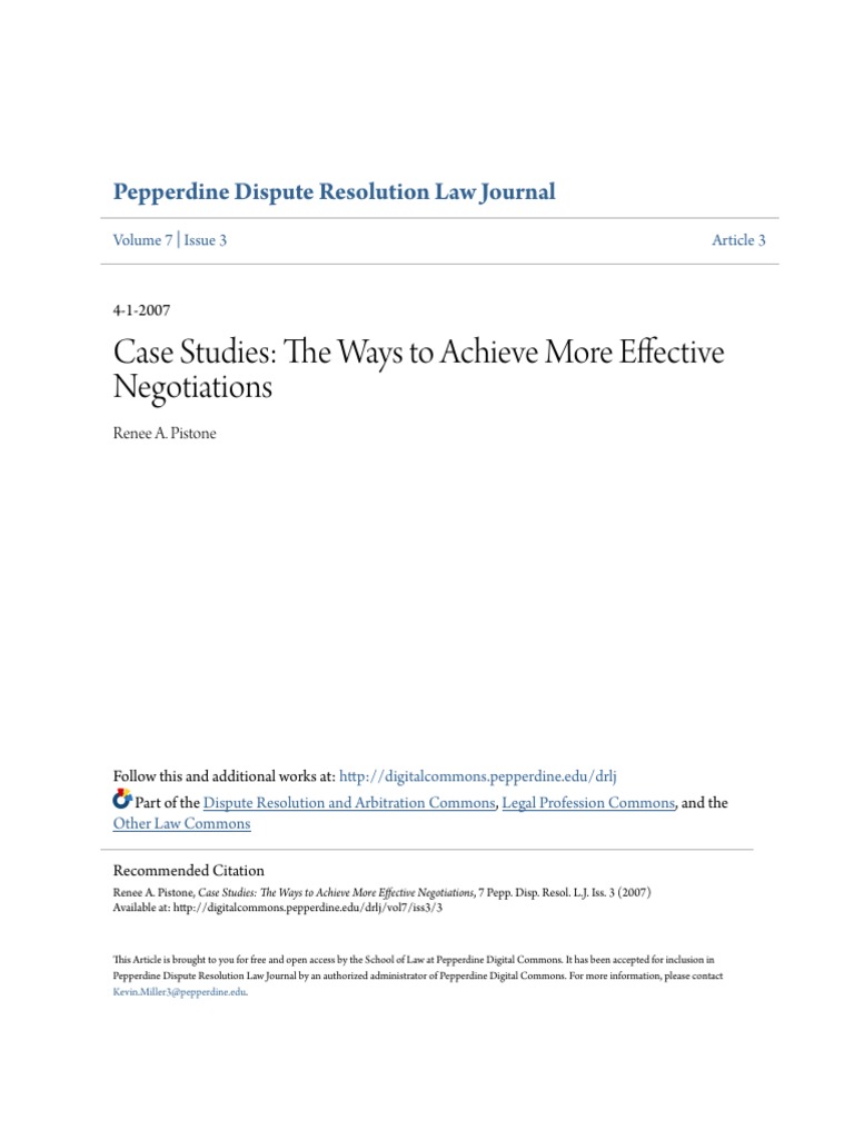 Case Studies - The Ways To Achieve More Effective Negotiations | PDF ...