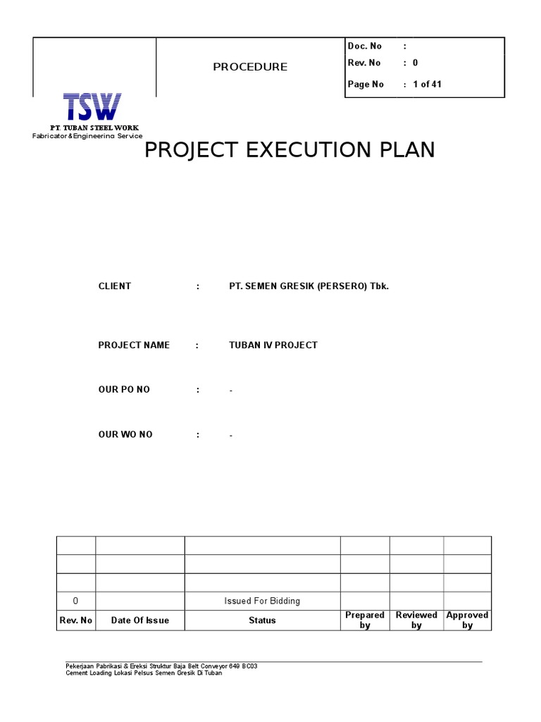Tuban IV Project Execution Plan | PDF | Technology & Engineering