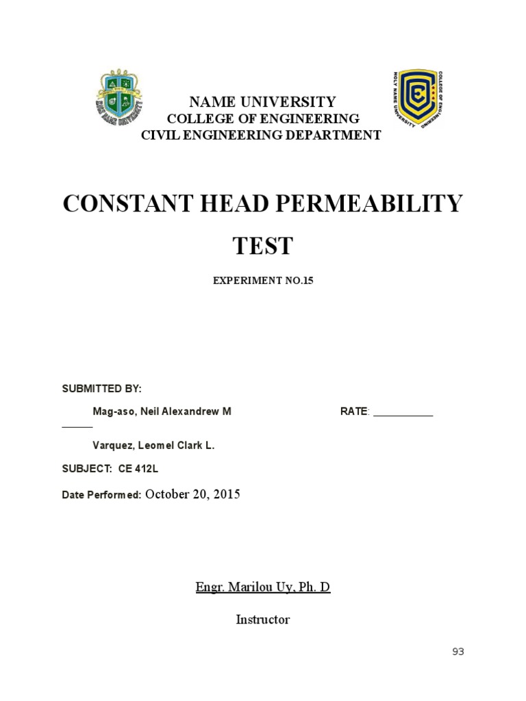 Constant Head Permeability Test in Sand | PDF | Porosity | Permeability ...