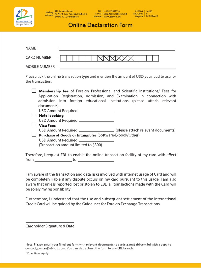 Online Declaration Form | PDF | Finance & Money Management | Social Science