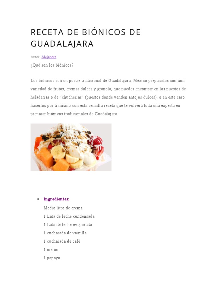 Receta de Biónicos Estilo Guadalajara | PDF