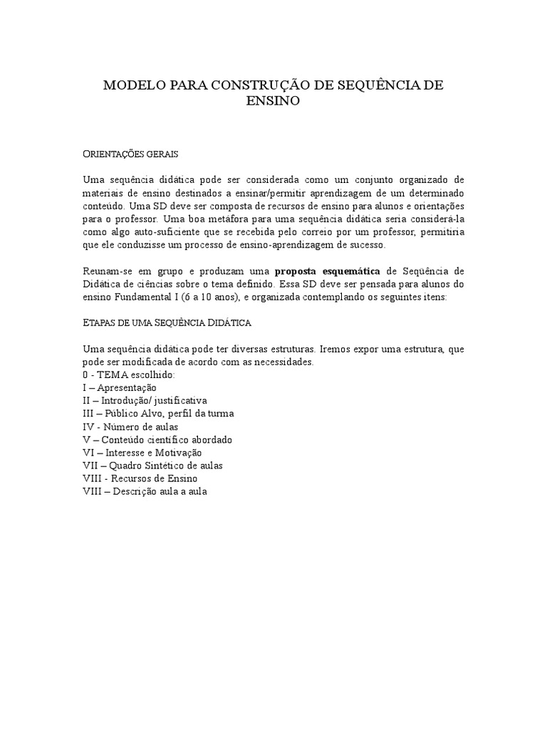 Modelo Sequência Didática PDF | PDF