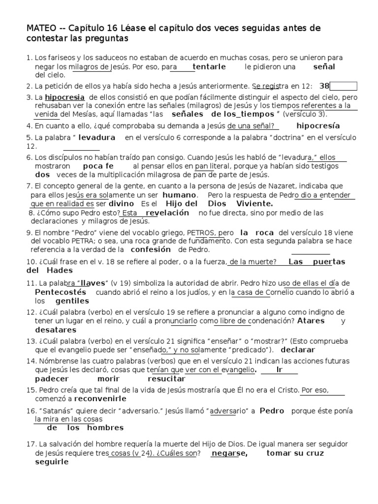 Análisis de Mateo 16: Fe y Revelación | PDF | San Pedro | Jesús