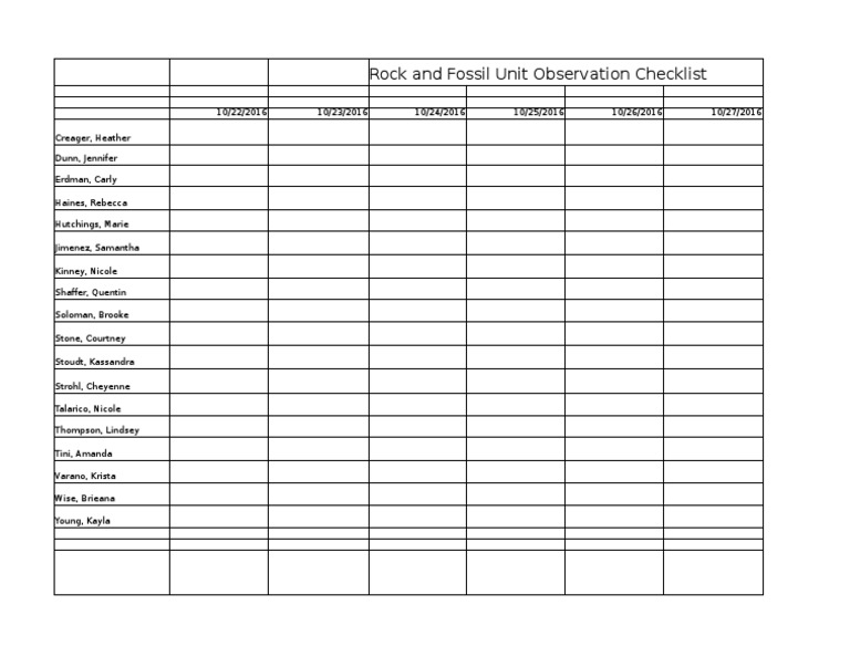 Rock and Fossil Unit Checklist | PDF