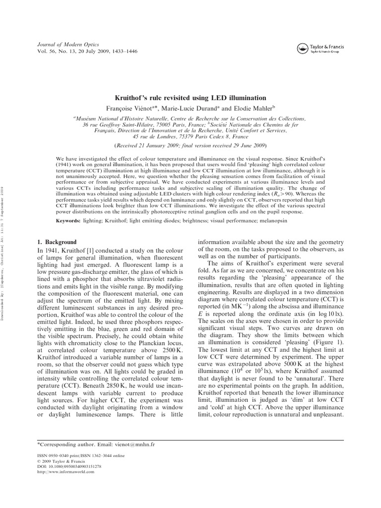 Kruithof's Rule and LED Lighting | PDF