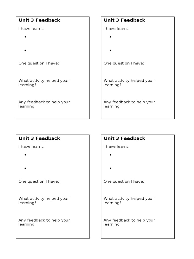 Unit 3 Feedback Unit 3 Feedback | PDF | Self-Improvement