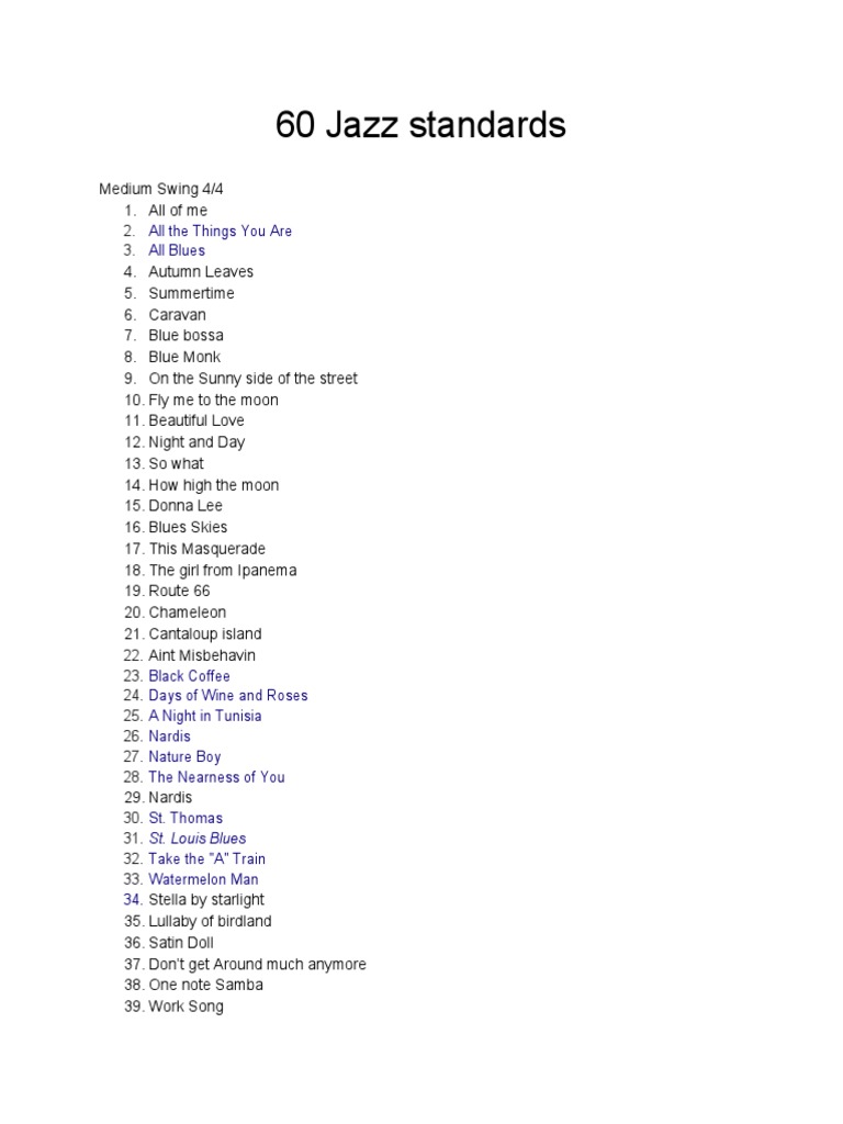 60 Jazz Standards | PDF